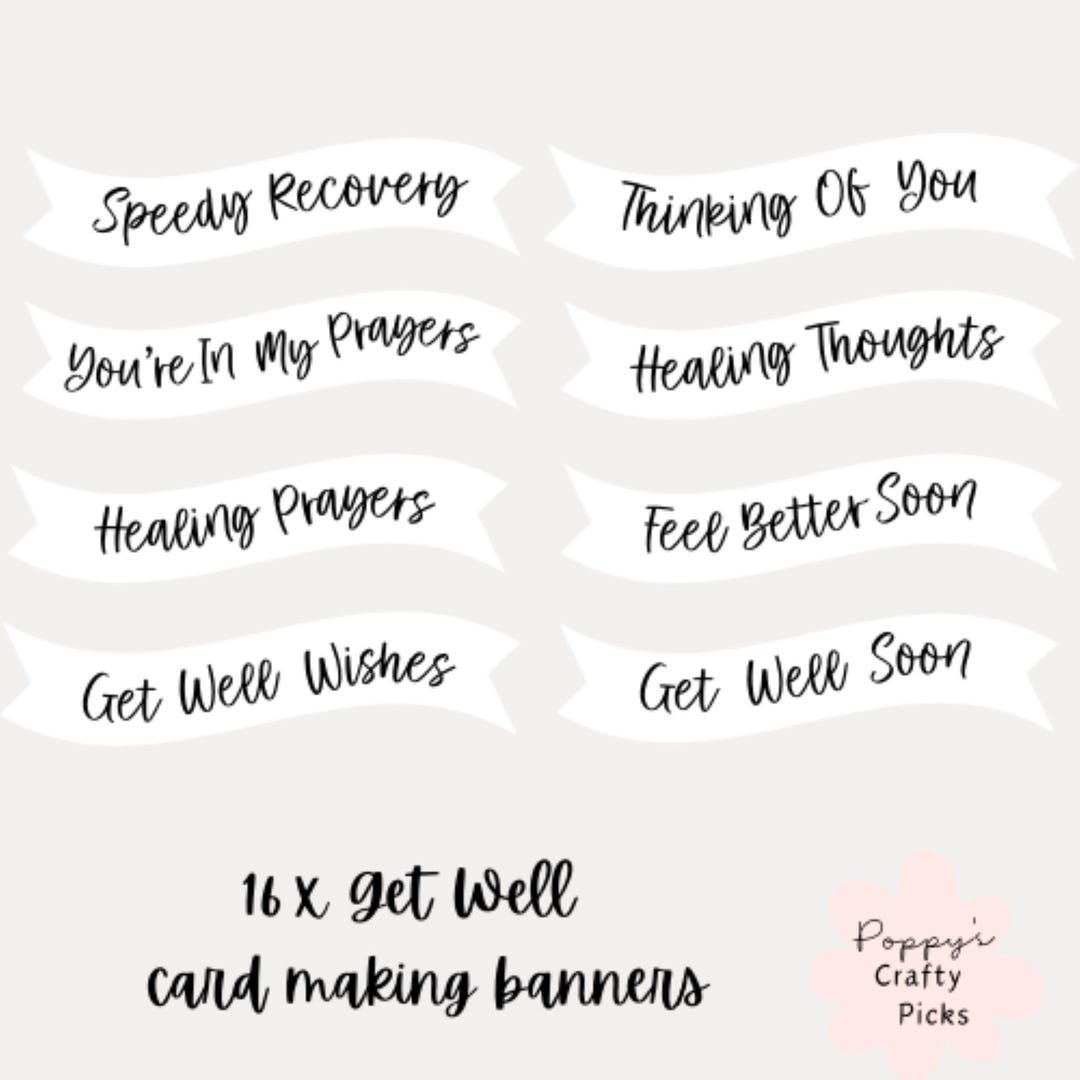 Get Well Soon Sentiment Banners: Card Making Embellishments (16pc) - Etsy