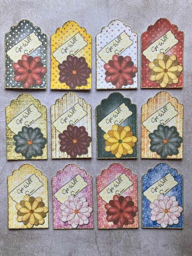 Get Well Soon Floral Tags: Card Making Embellishments (12pc) - Etsy