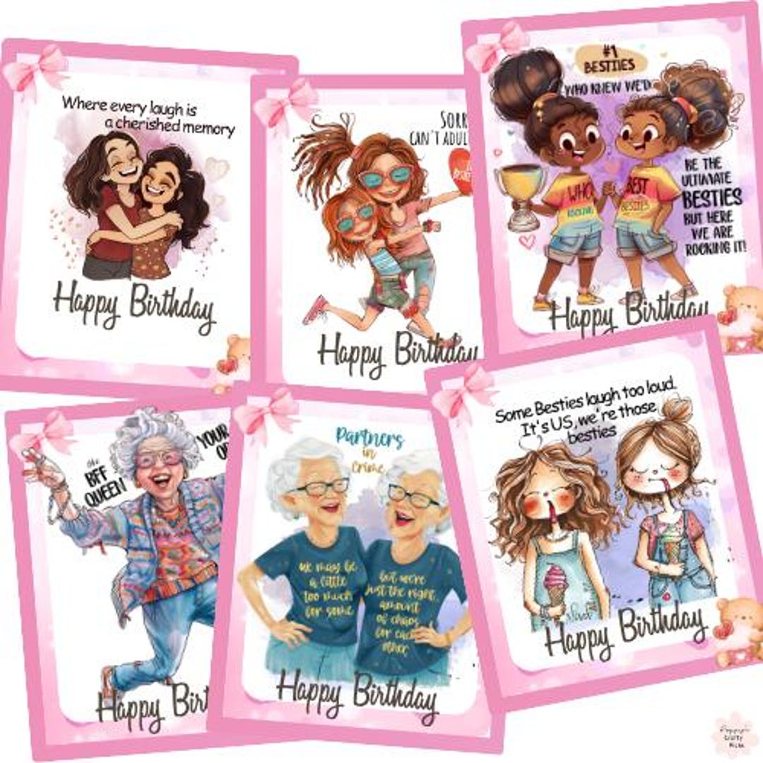6 Best Friend Birthday Card Toppers, Card Making, Cardmaking for Bestie ...
