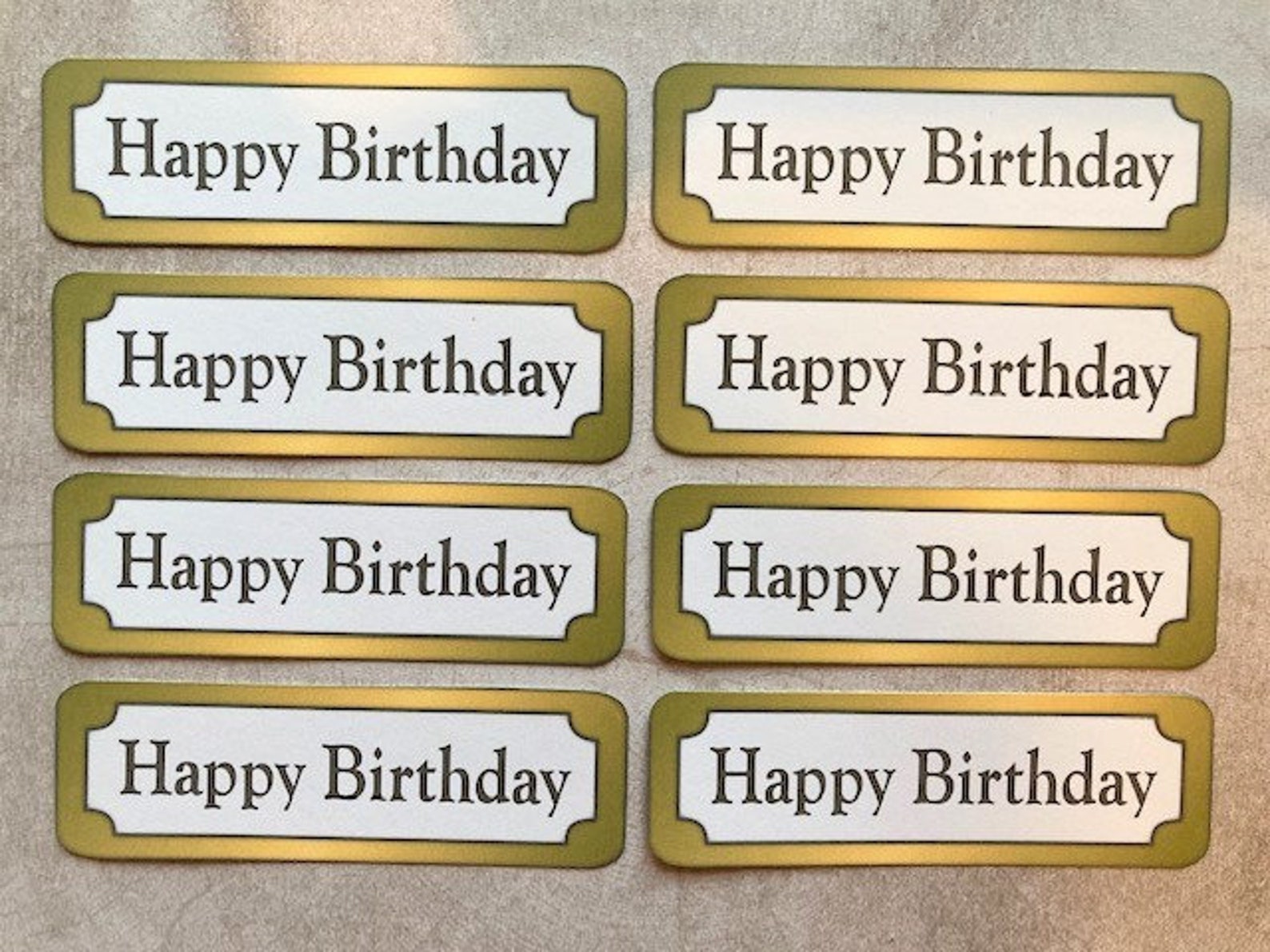 8 Gold Happy Birthday Sentiments / Greeting Banners / Card Making ...