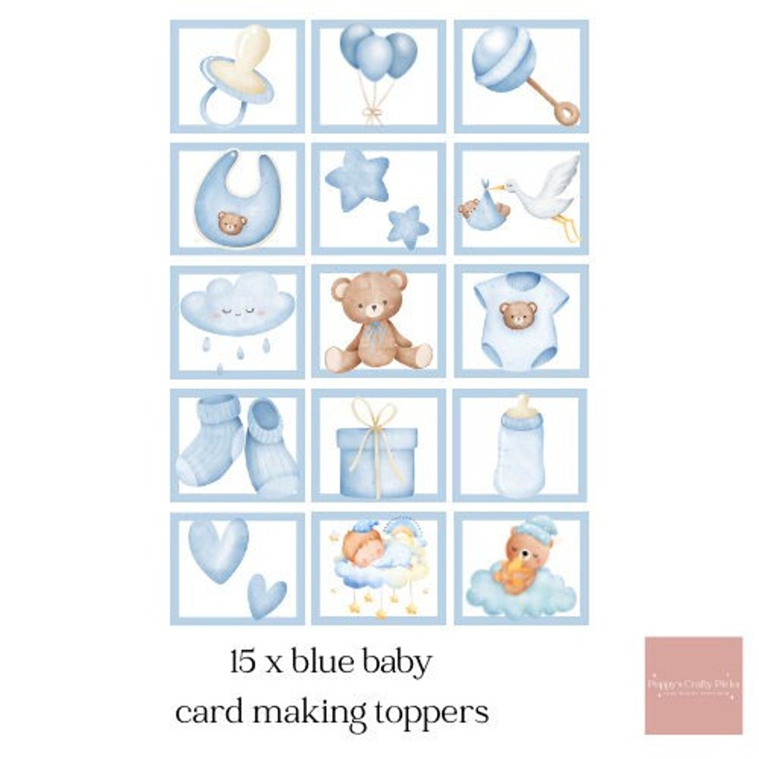 15 Mixed Blue Baby Card Making Banners Embellishments Sentiments Craft ...