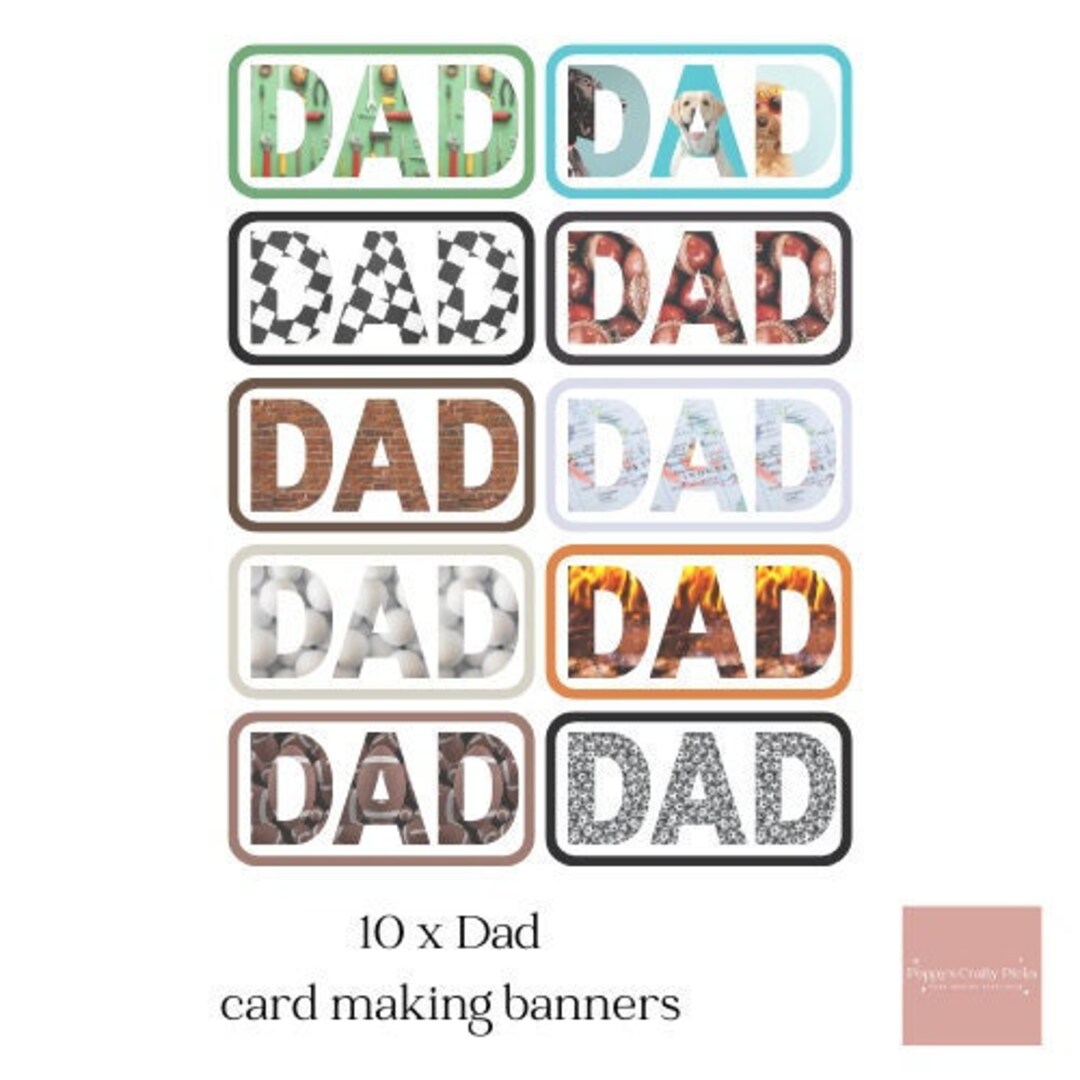 10 Dad Card Making Banners, Greetings Sentiments, Craft Supplies ...