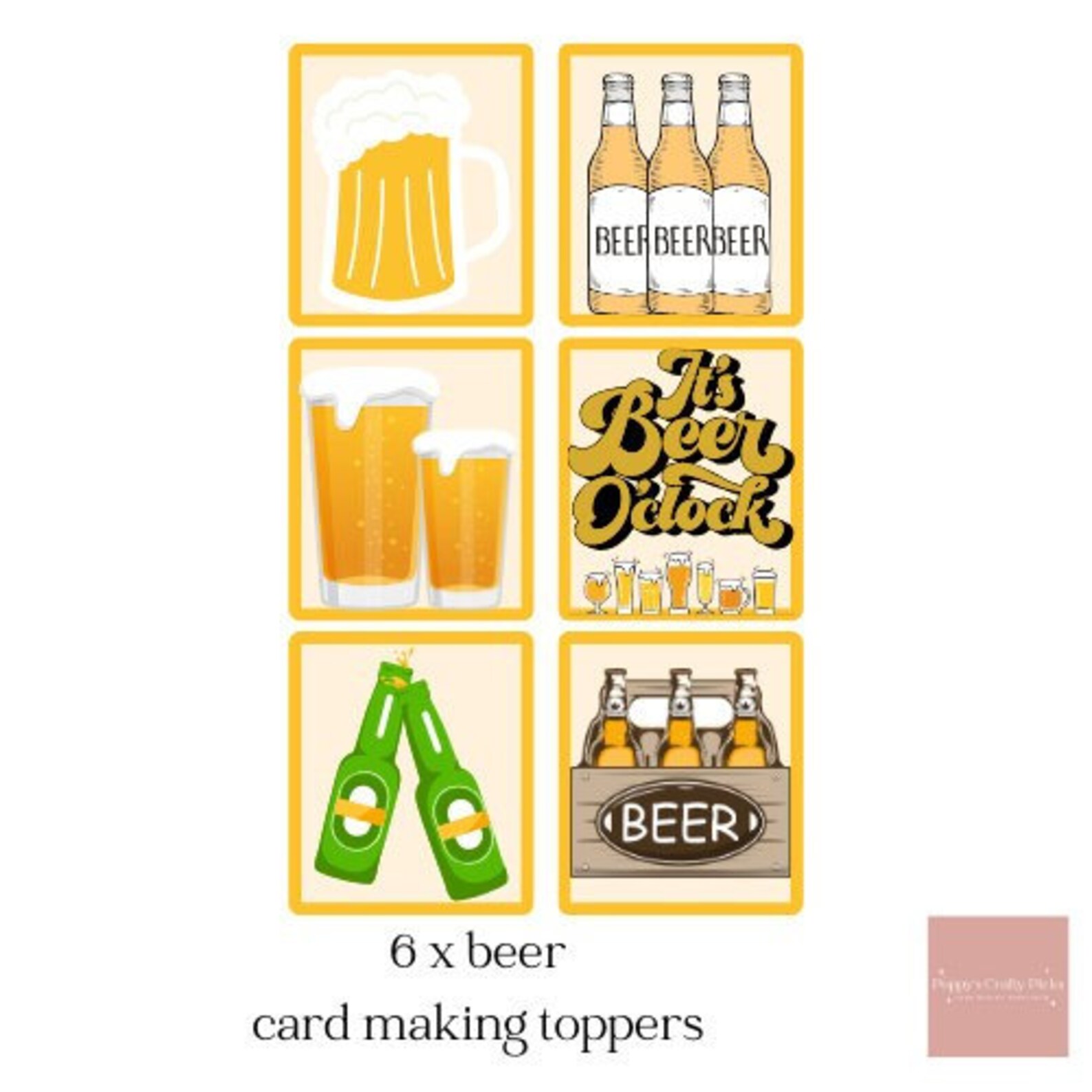 6 Beer Drinks Card Making Toppers, Card Making, Make Your Own Handmade ...