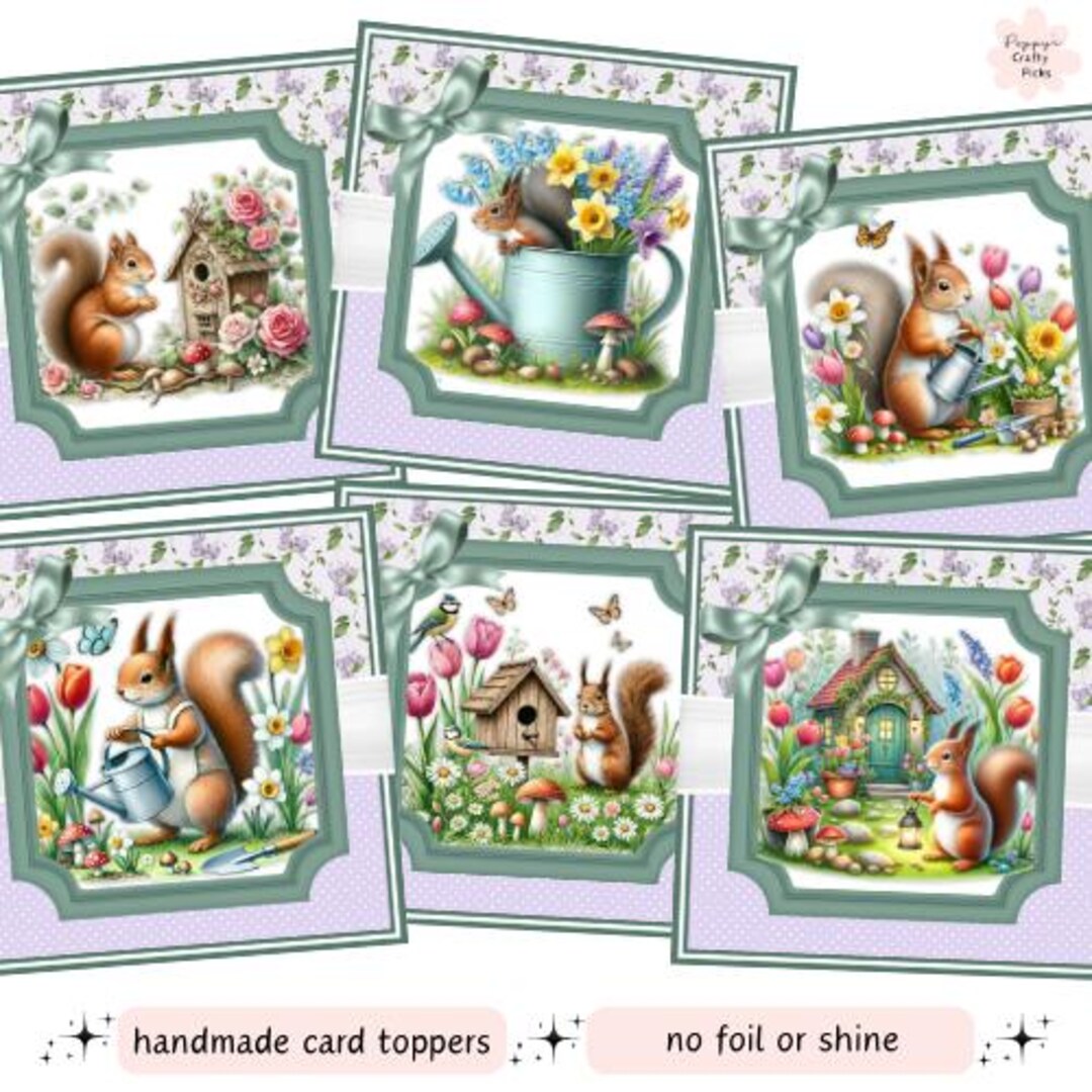Squirrel Card Toppers: Spring Animal Handmade Embellishments - Etsy