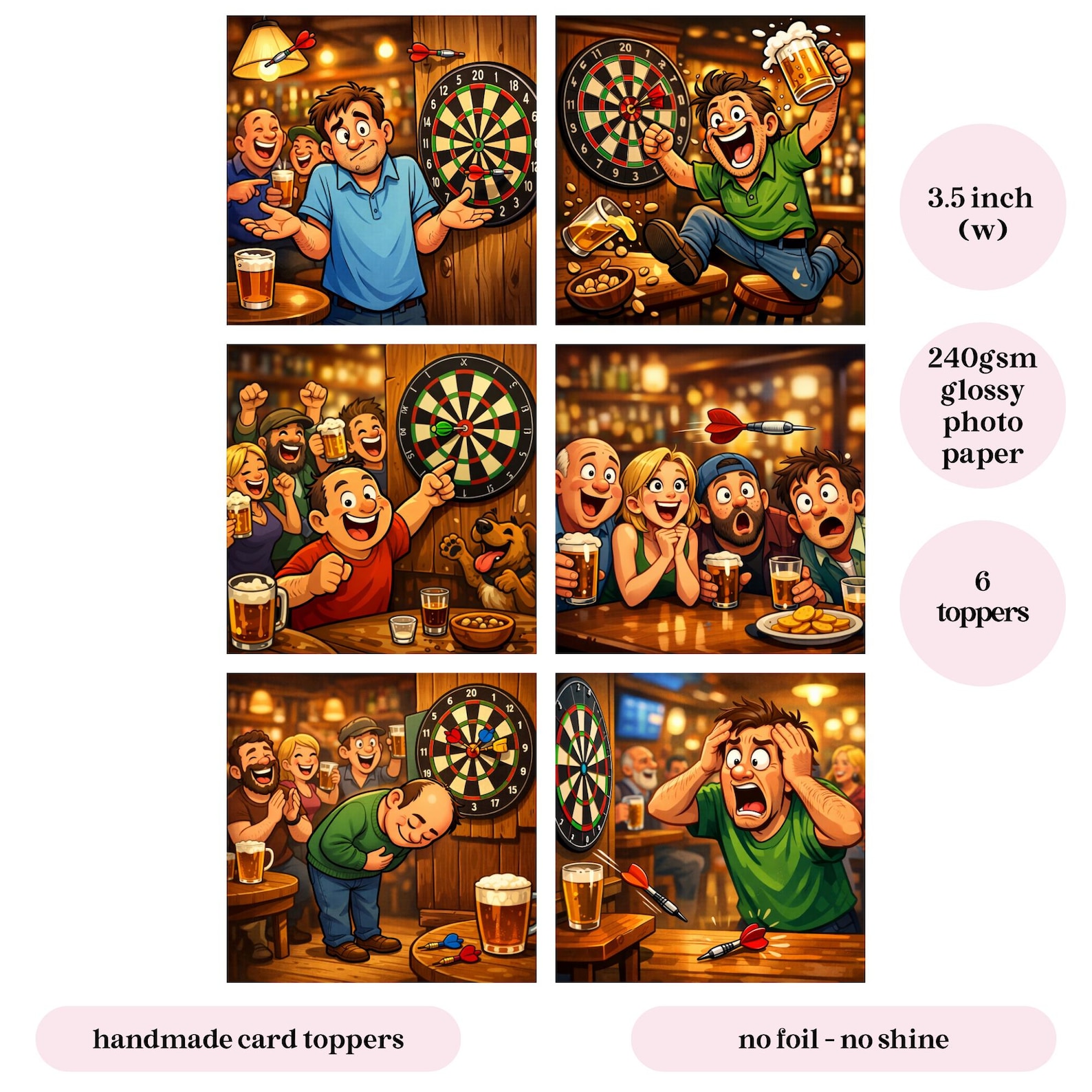 Men's Darts Card Toppers for Card Making, Scrapbooking & Papercrafts (6 ...