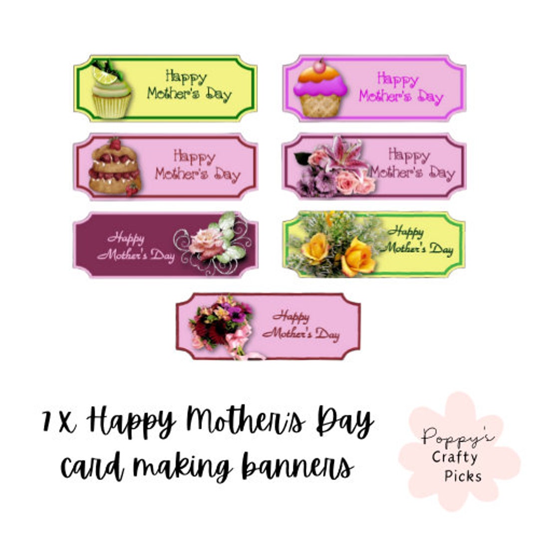 7 Mixed Happy Mothers Day Card Making Sentiments DIY Craft Supplies ...