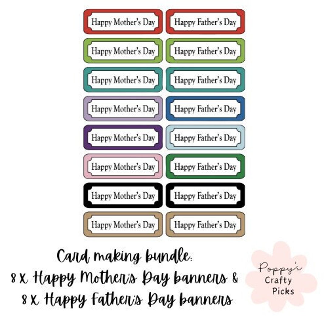 16 Mixed Mothers Day & Fathers Day Card Making Banners, Bundle ...