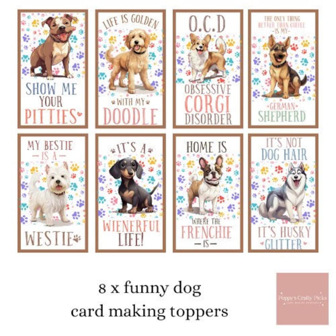 Dog Pun Card Toppers: Humorous Card Making, Scrapbooking (8ct) - Etsy