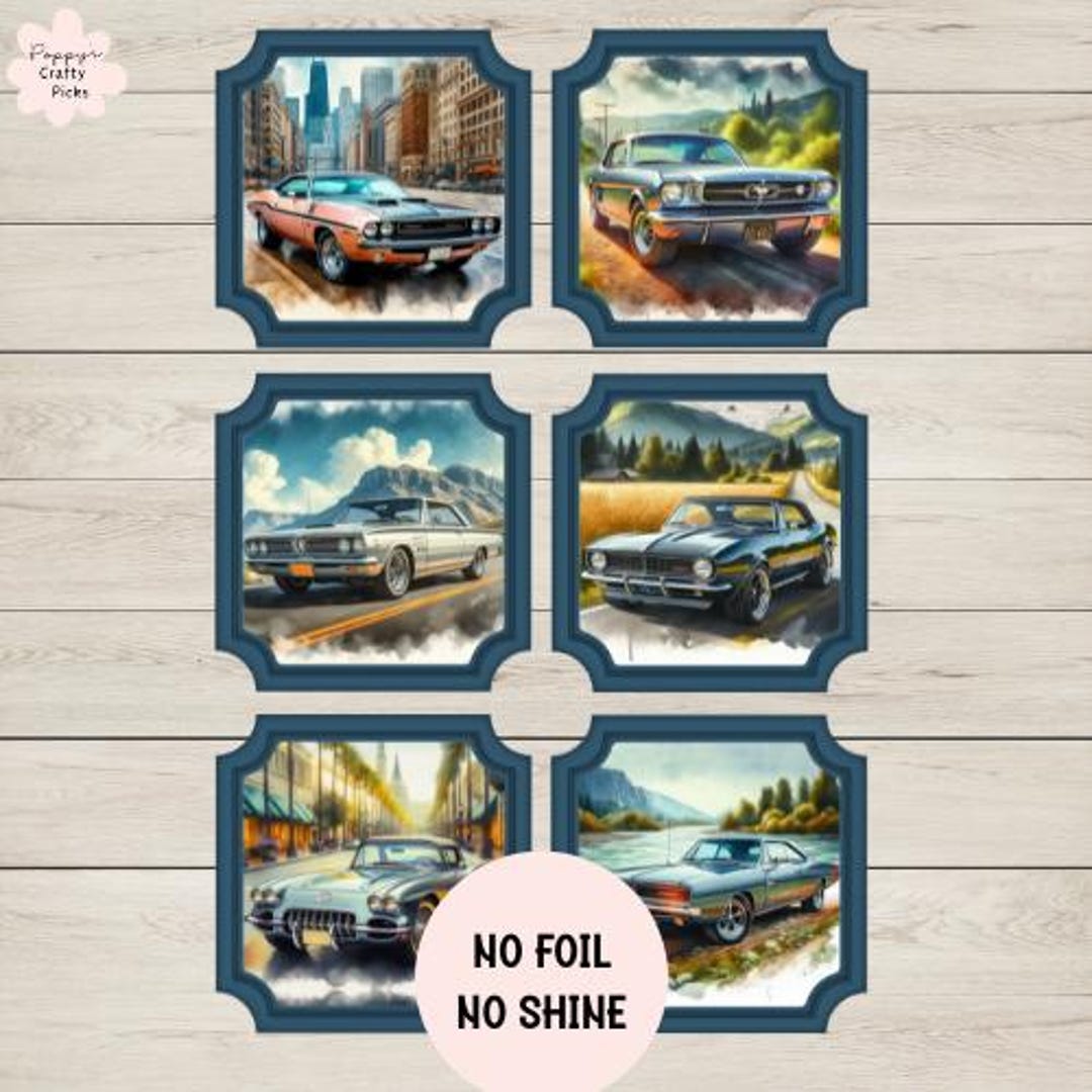 6 Muscle Car Card Toppers, Card Making, Cardmaking for Him, Make Your ...