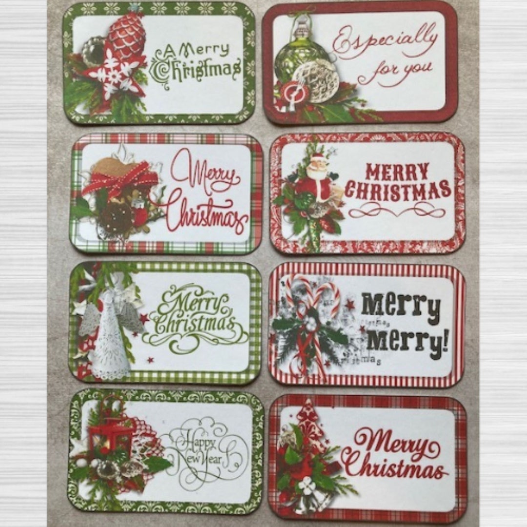 8 Christmas Card Making Sentiments Embellishments Craft Card Toppers ...