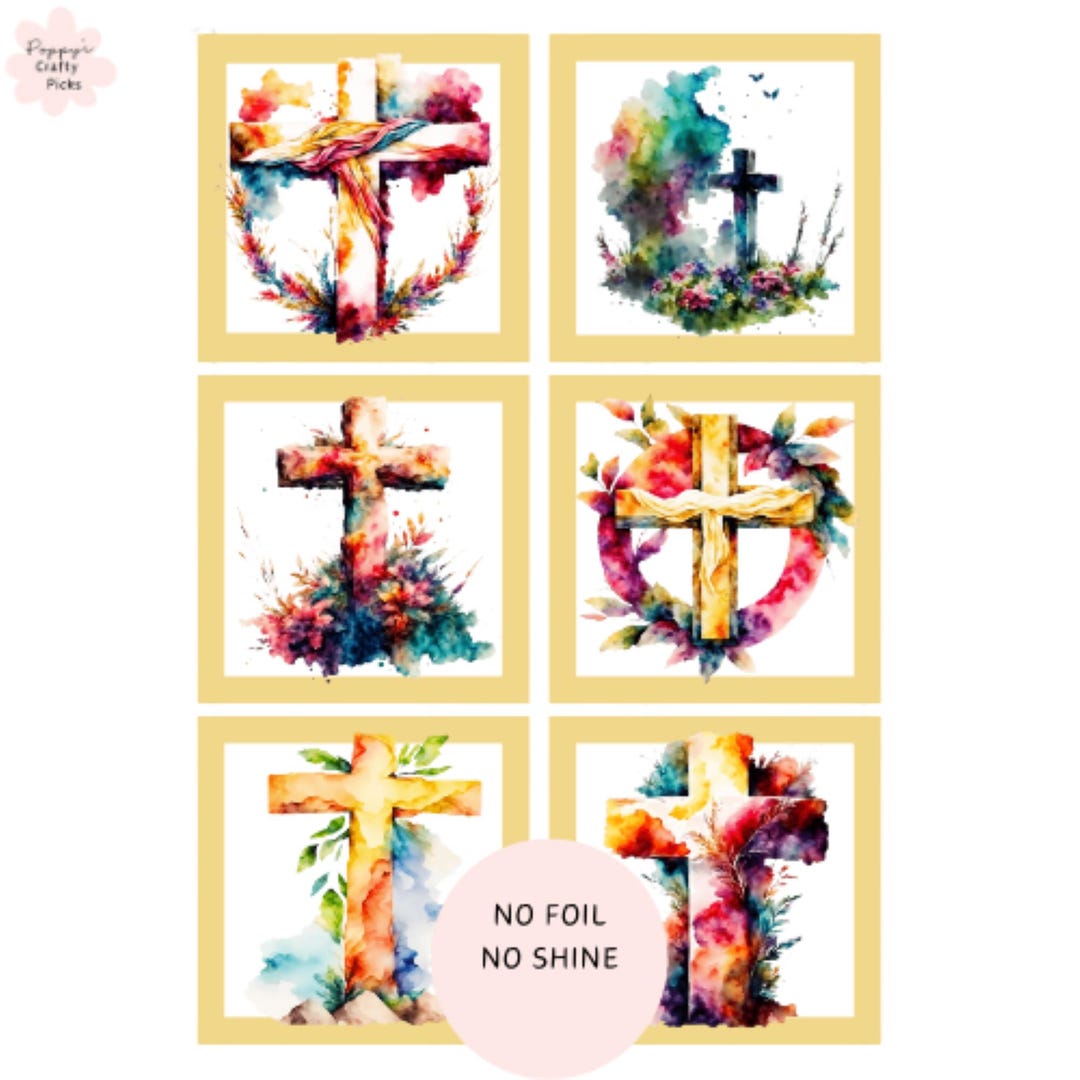 6 Floral Watercolour Cross Toppers, Religious Card Making, Cardmaking ...
