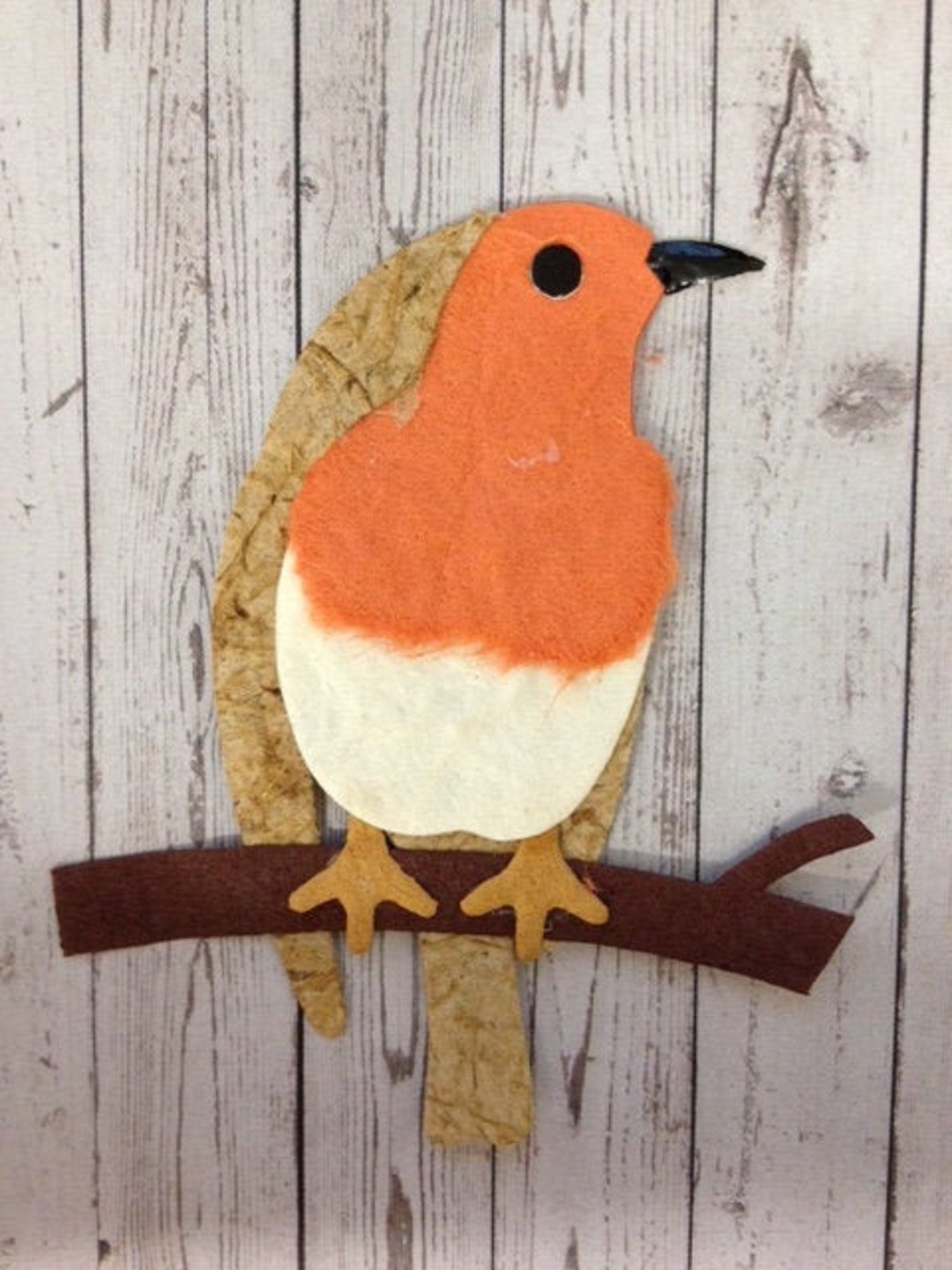 4 Die-cut Mulberry Paper Red Breast Robin Embellishments ~ Christmas ...