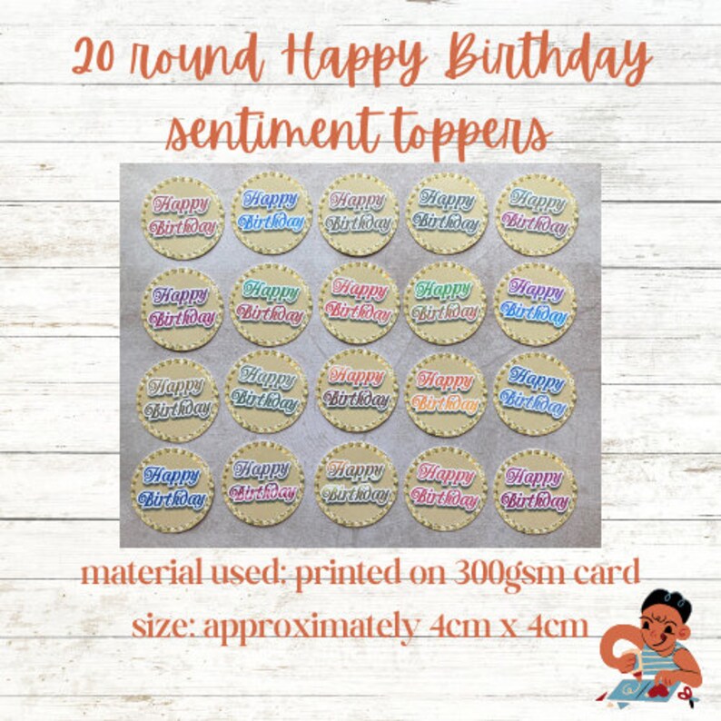 Set of 20 Round Happy Birthday Sentiment Greetings Banners for - Etsy