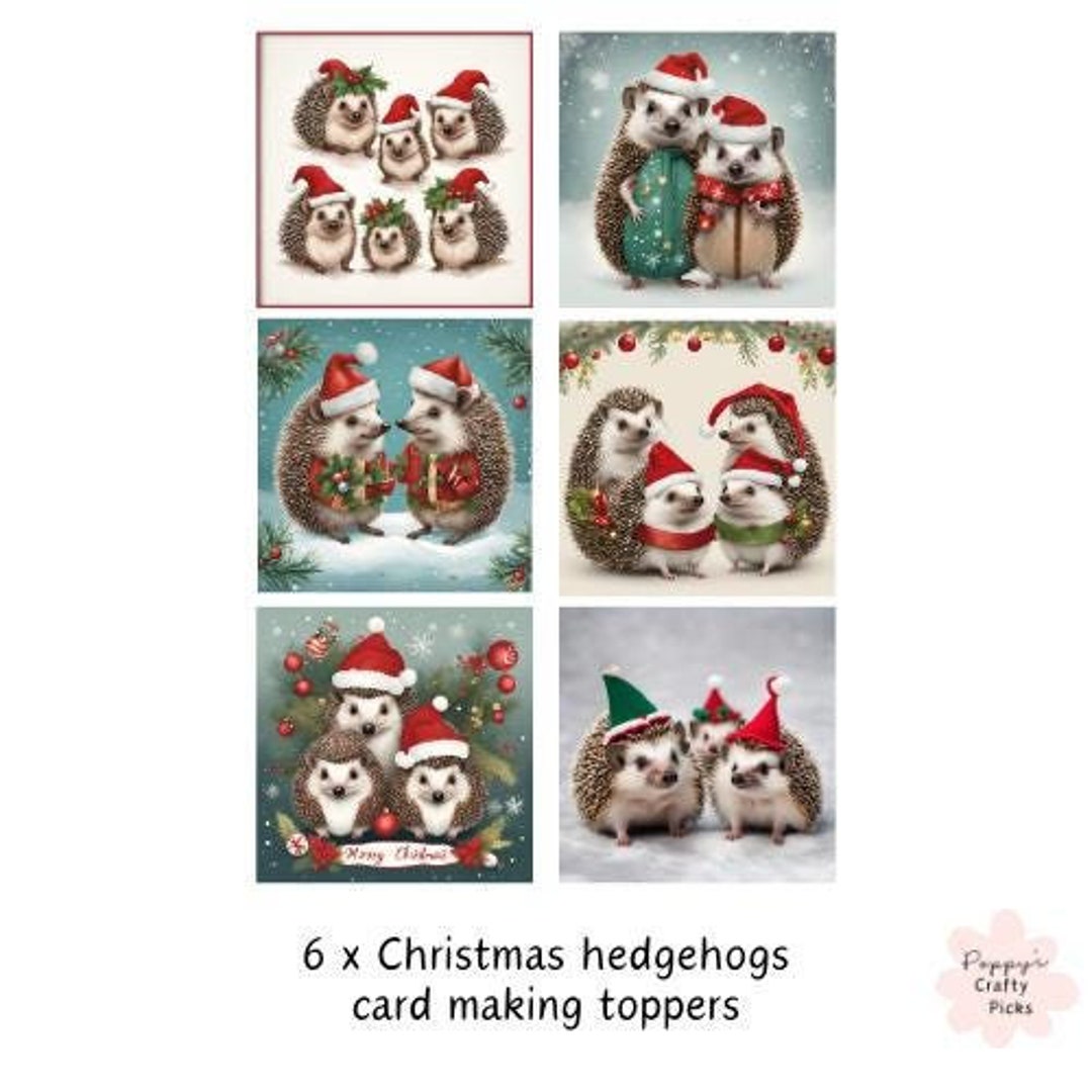Christmas Hedgehog Card Toppers: DIY Scrapbooking Crafts - Etsy