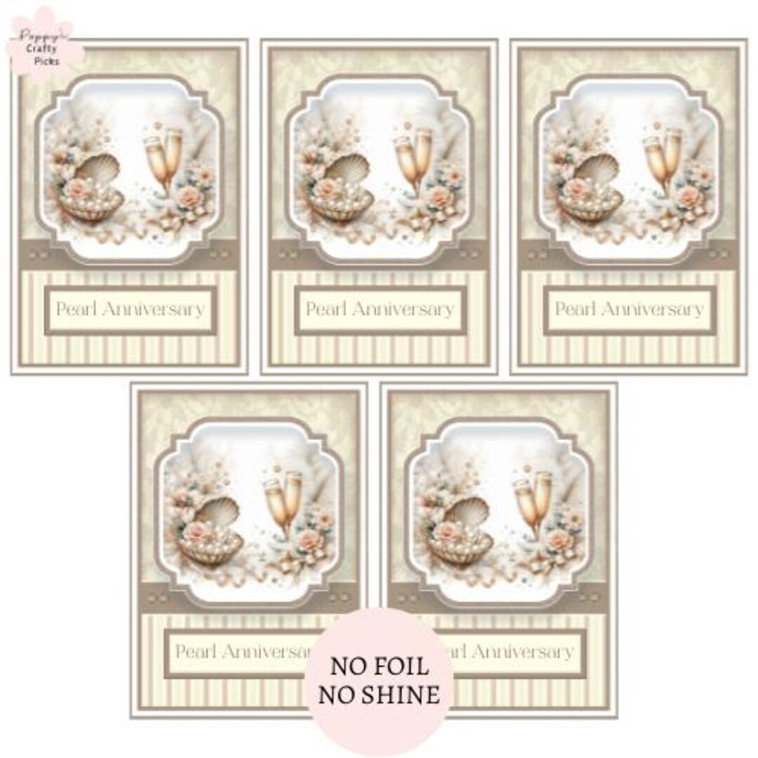 5 Pearl Anniversary Card Toppers, Wedding Anniversary Card Making ...