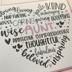 6 Aunt Heart Card Toppers Mothers Day Card Making Sentiments DIY Craft ...