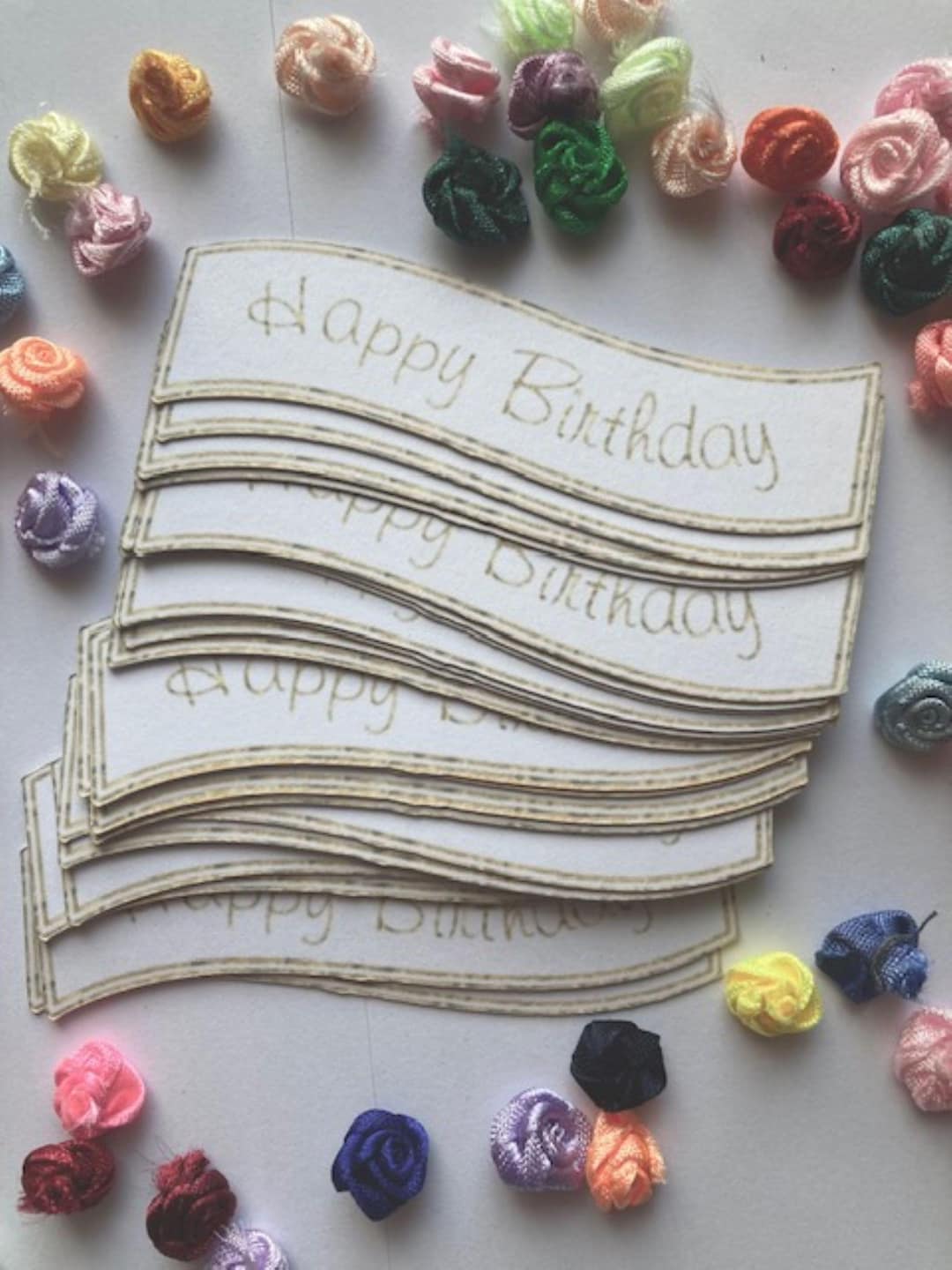Gold Happy Birthday Banners: Card Making Embellishments - Etsy