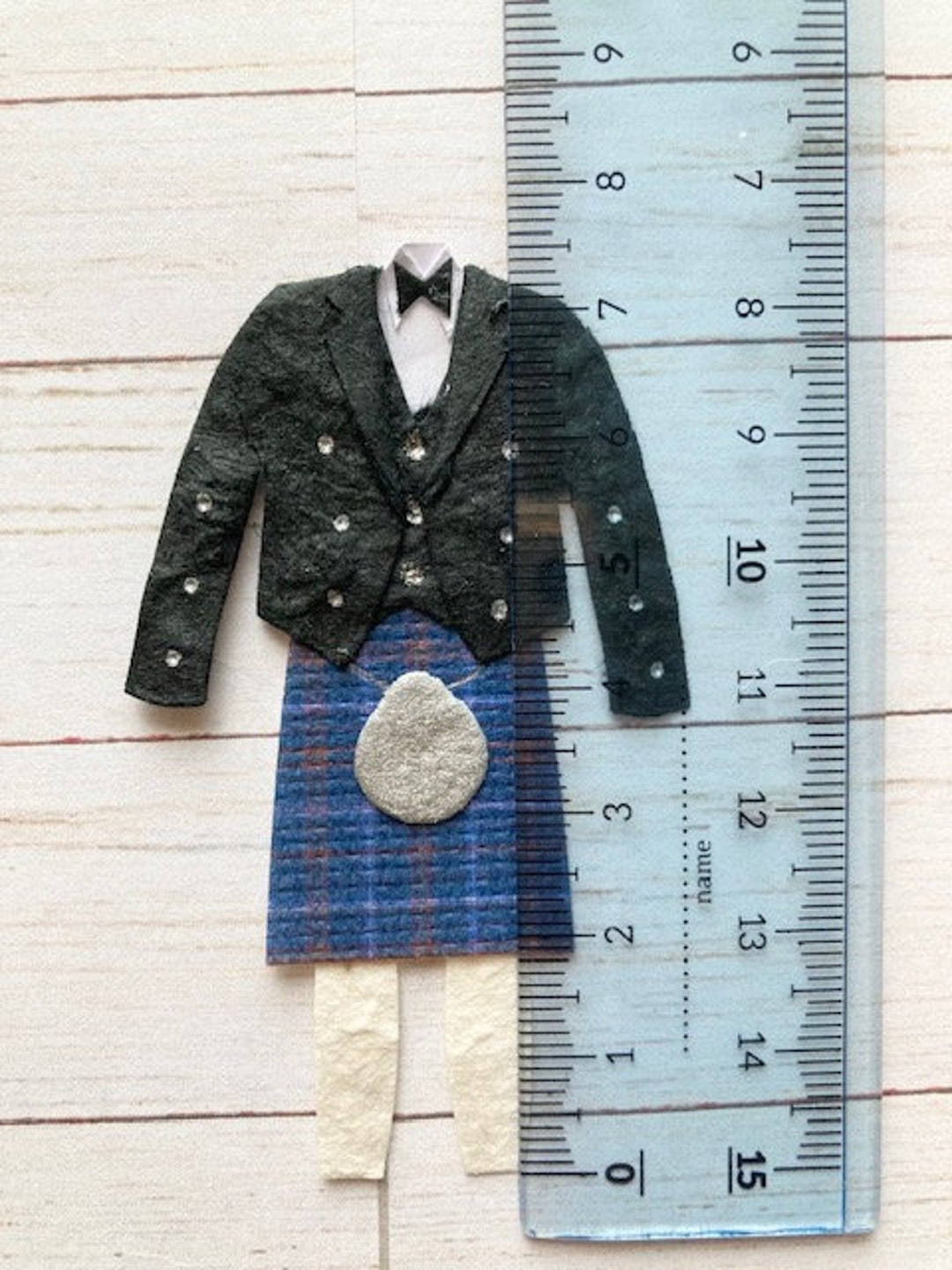5 Die-cut Mulberry Paper Scottish Groom Kilt Embellishments ~ Blue ...