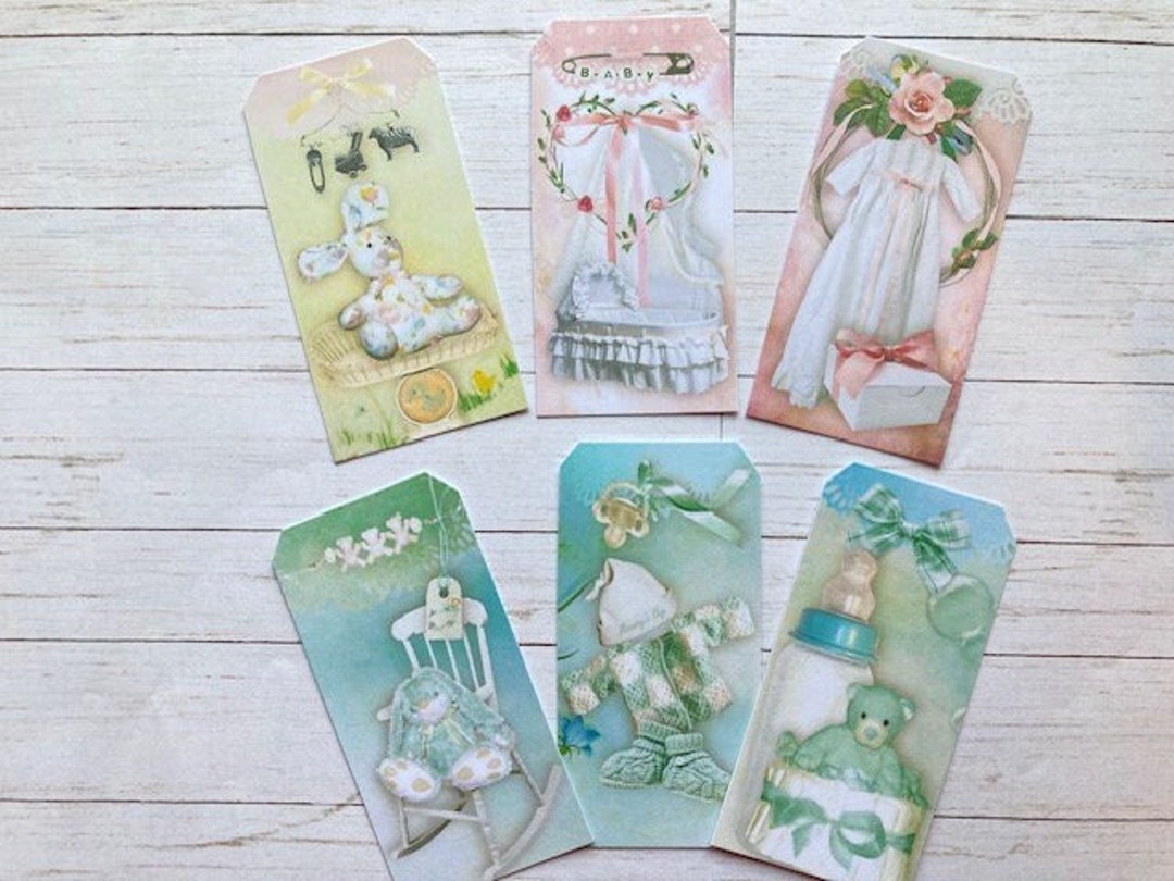 6 Pastel New Baby Card Making Embellishments, Baby Shower, Gender ...
