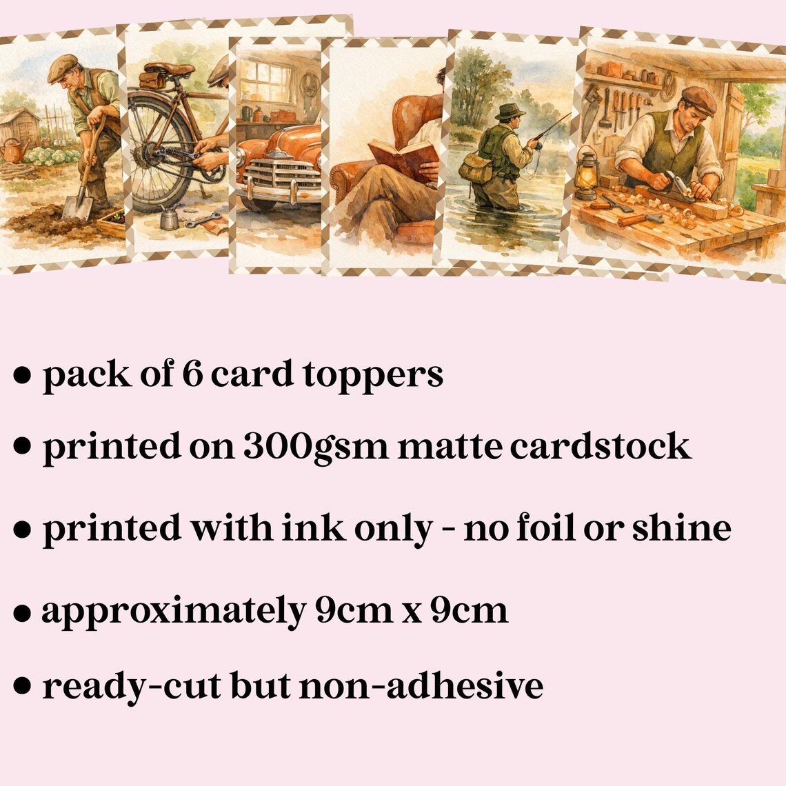 Vintage Masculine Hobby Card Toppers for Birthday Card Making ...