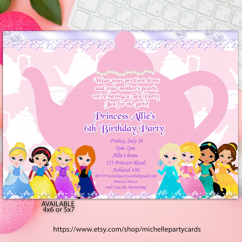 Princess Tea Party Invitation-all Princesses-princess - Etsy