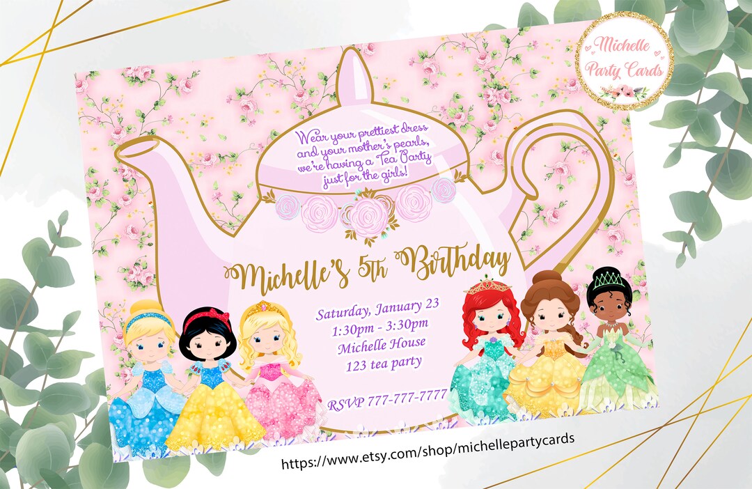 Princess Costume Tea Party Invitation, Princess Tea Party, Princess ...