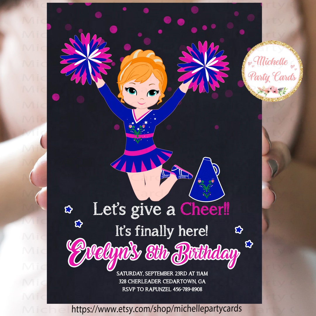 Cheerleader ANNA Invitation, Cheer Invitation, Cheerleader Party ...