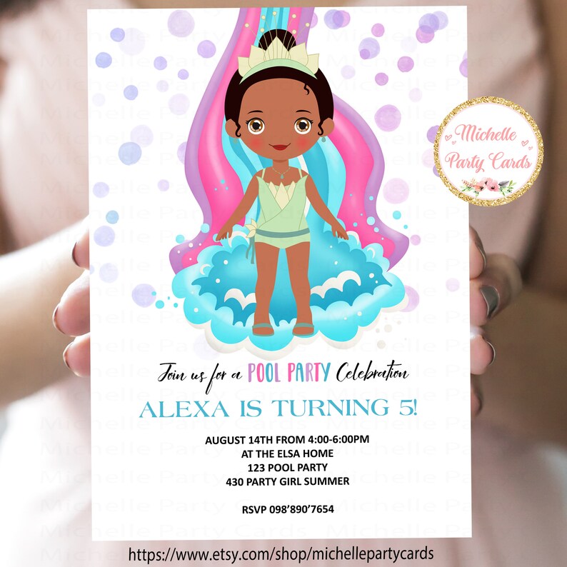 Princess and the Frog Pool Party Princess Pool Party Tiana - Etsy