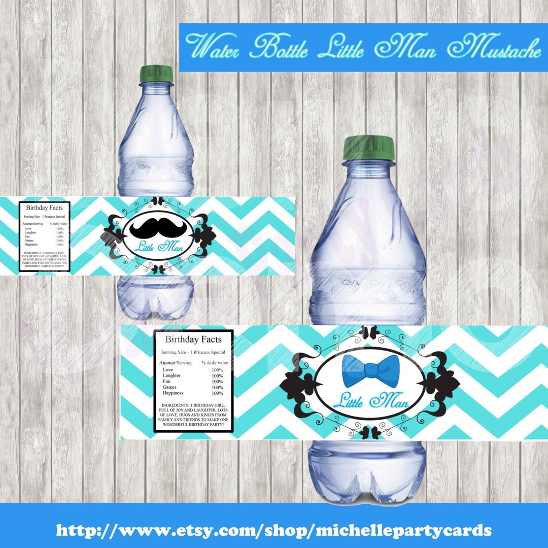 Water Botle Labels Little Man Mustache-water Mustache Party - Etsy