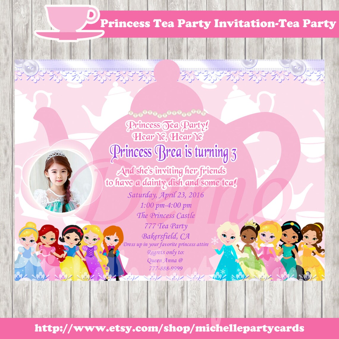 Princess Tea Party Invitation-photo-all - Etsy