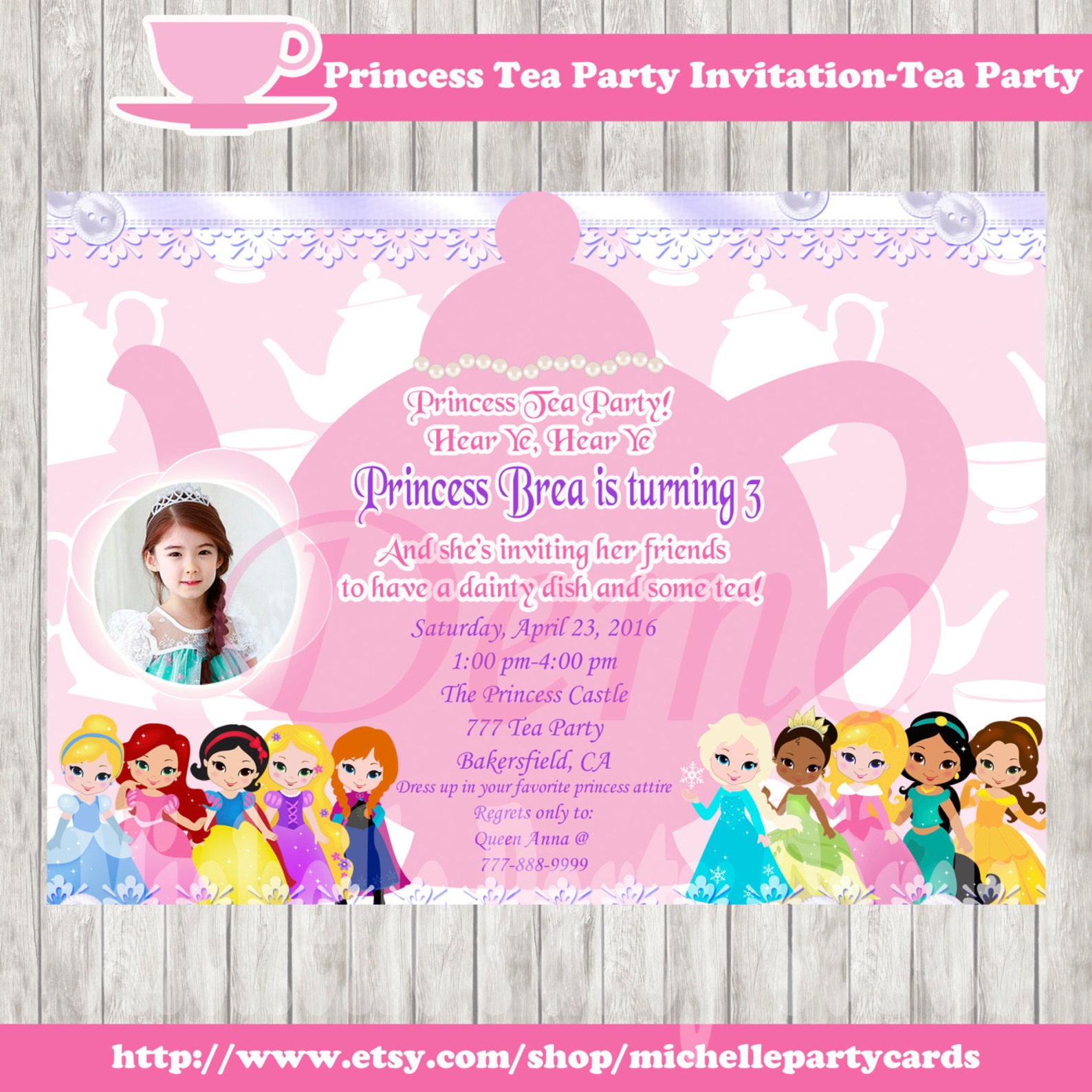 Princess Tea Party Invitation-photo-all - Etsy