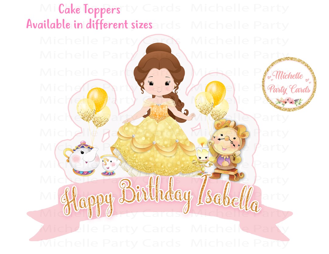 Cake Toppers Belle, Princess Toppers, Party Decorations, Toppers ...