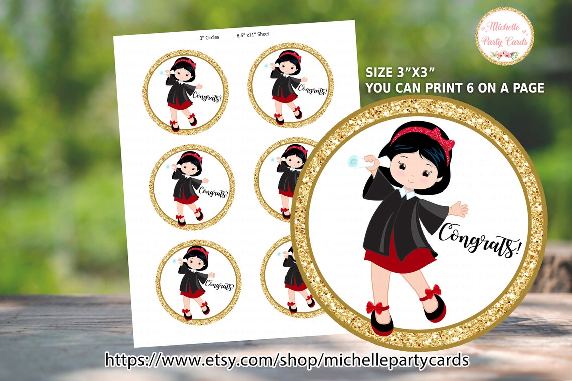 INSTANT DOWNLOAD Snow White Graduation Labels Princess Favor - Etsy
