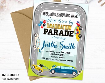 Drive by Graduation Parade Text Invitation Social Distancing - Etsy