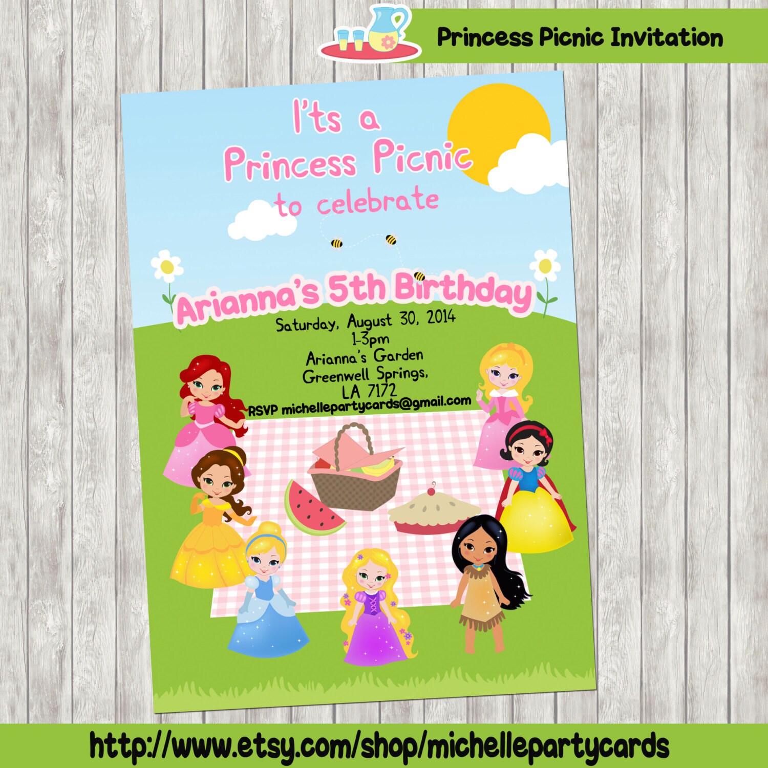 Princess Picnic Invitation Party Girl | Etsy