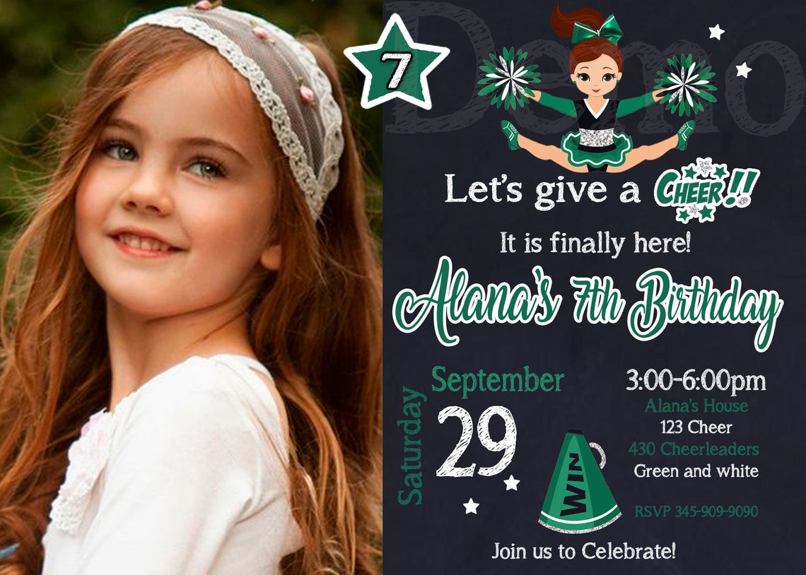 Cheerleader Photo Invitation Cheer Invitation Cheerleading | Etsy