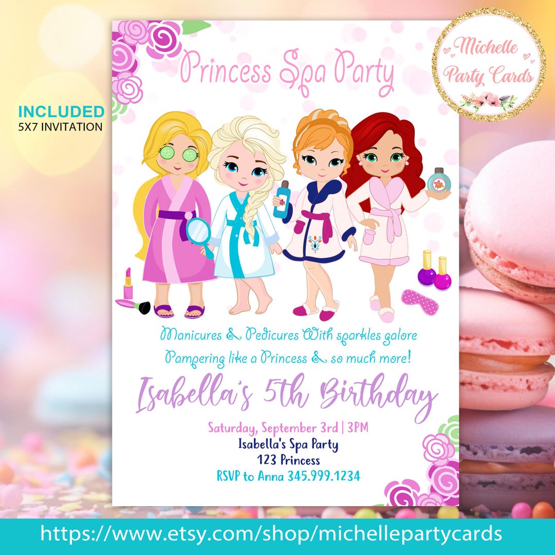 Spa Princess Birthday Invitation, Spa Party, Spa Birthday, Spa Girl ...