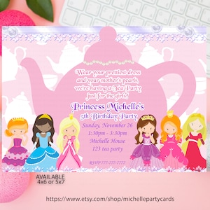 Princess Tea Party Invitation-all Princesses-princess Birthday, Tea ...