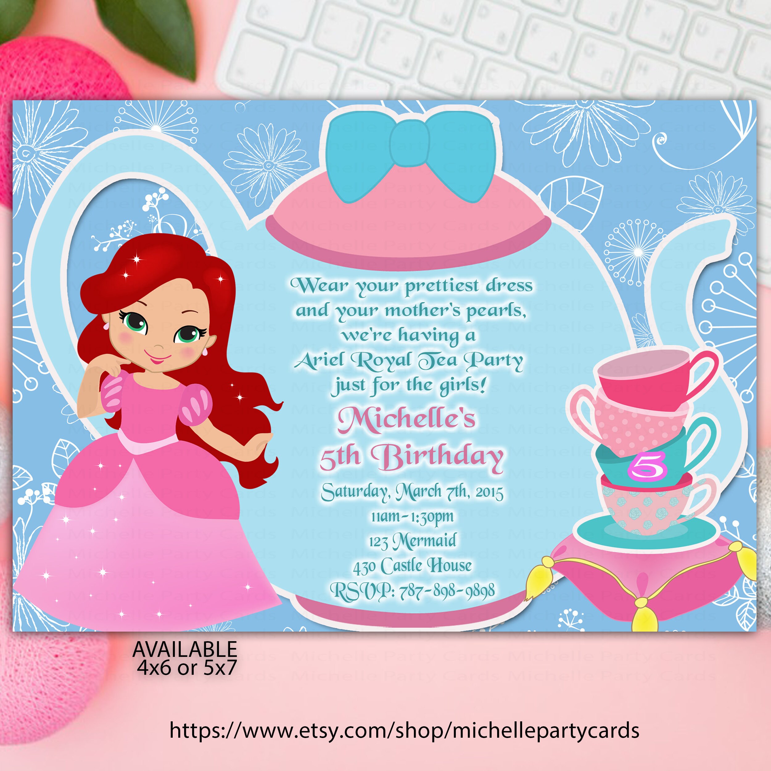 Princess Belle Tea Party-Princess Ariel Tea Party-Birthday | Etsy