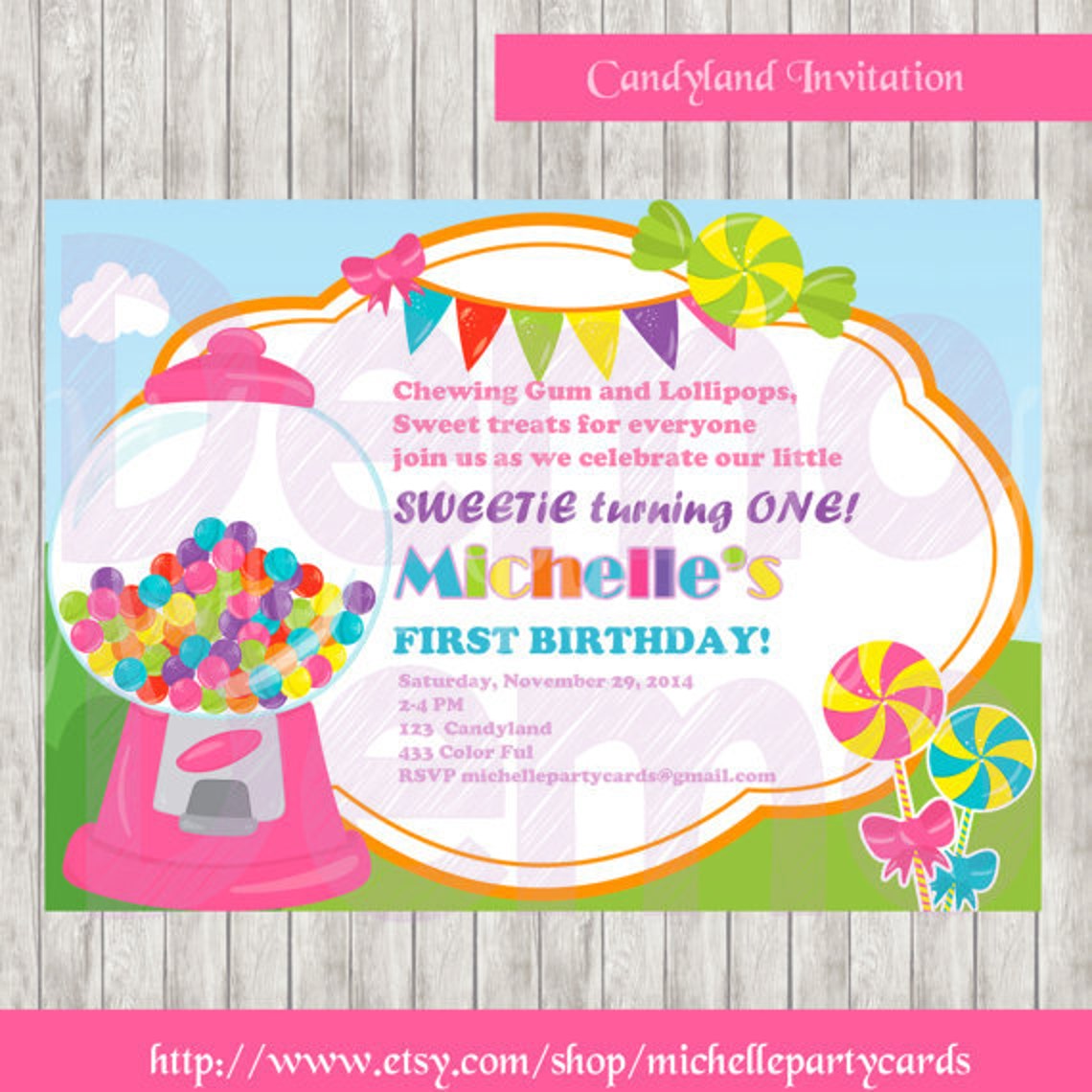 Candyland Invitation-candyland Party-color Full - Etsy
