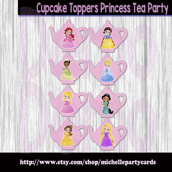 Cupcake Toppers Princess Tea Party-princess Girl-tea Party - Etsy