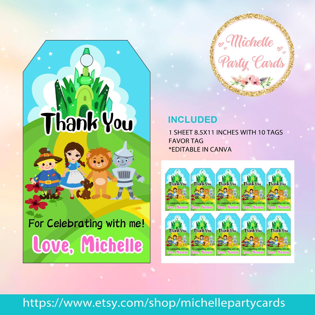 Wizard of Oz Favor Tag, Wizard Birthday, Wizard of Oz Birthday Tag ...