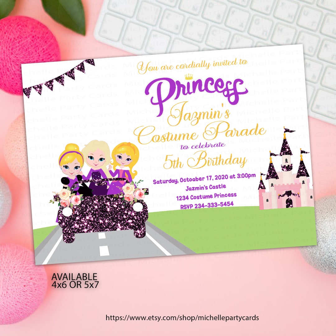 Drive by Costume Princess Birthday Parade Costume Party Invitation ...