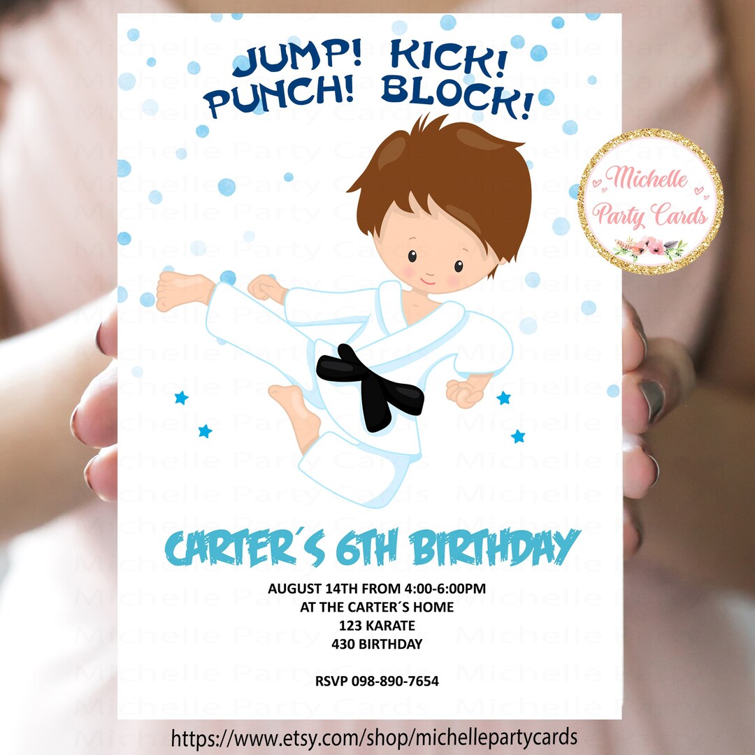Invitación de karate, cumpleaños de karate, fiesta de karate ...