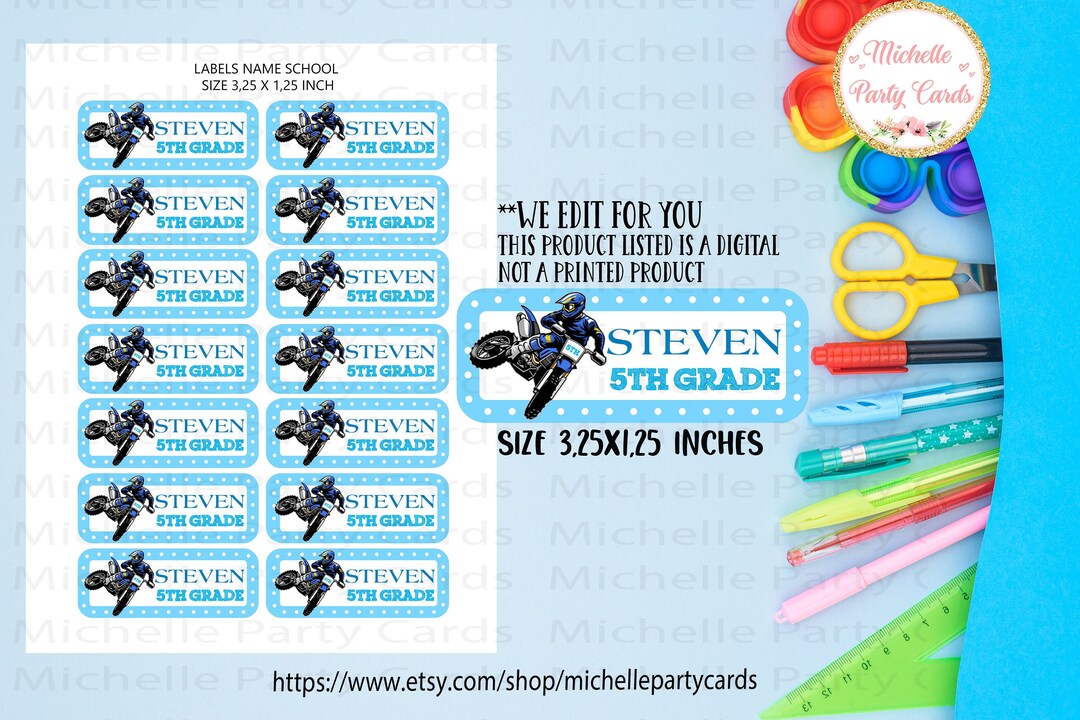 Digital File Dirt Bike School Labels Name, Motocross Labels, Motorcycle ...