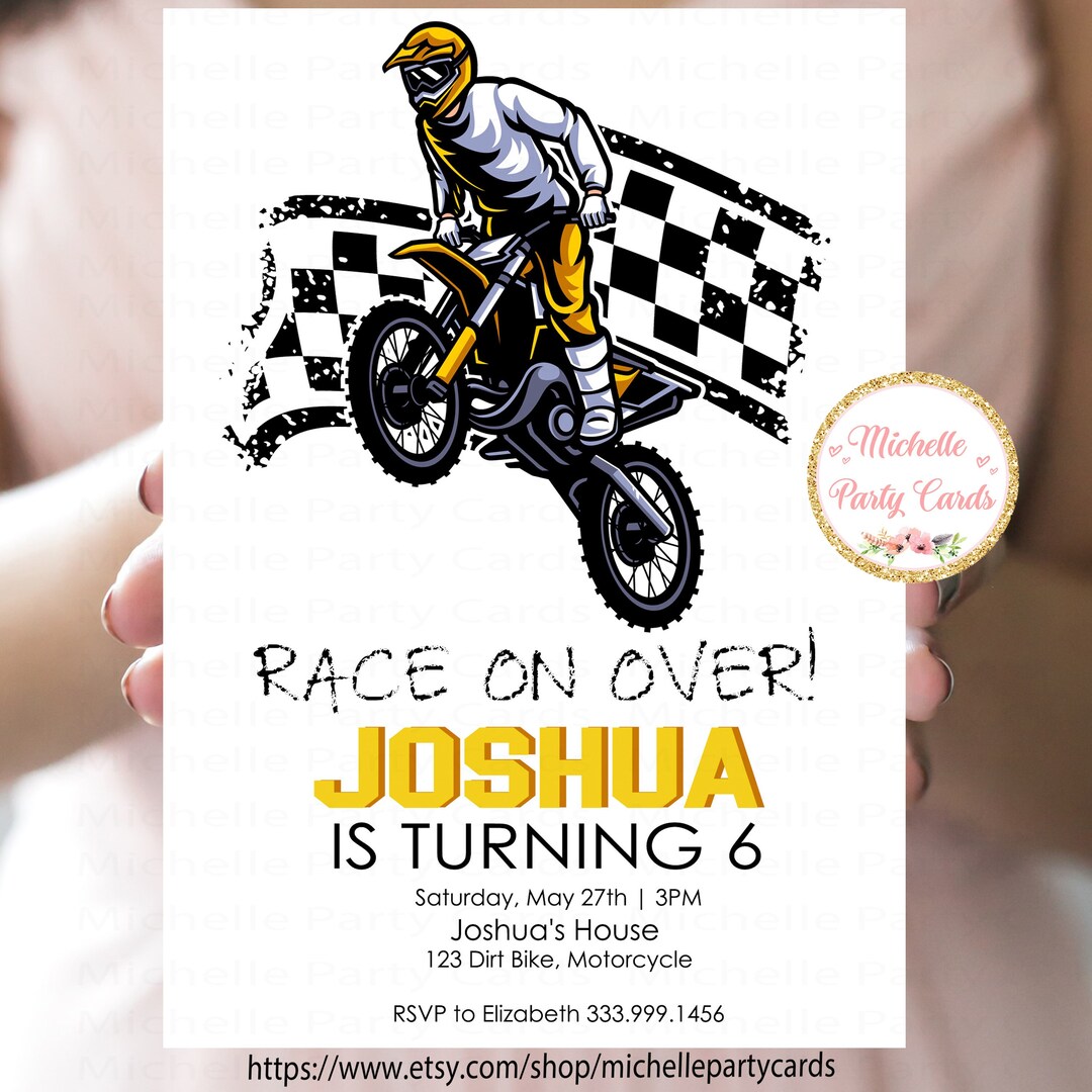 Bike Birthday, Dirt Bike Birthday Mobile Invitation, Motocross Birthday ...