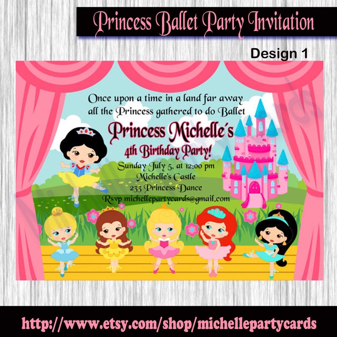 Princess Ballet Party Invitation-princes and Princesses Invitation ...