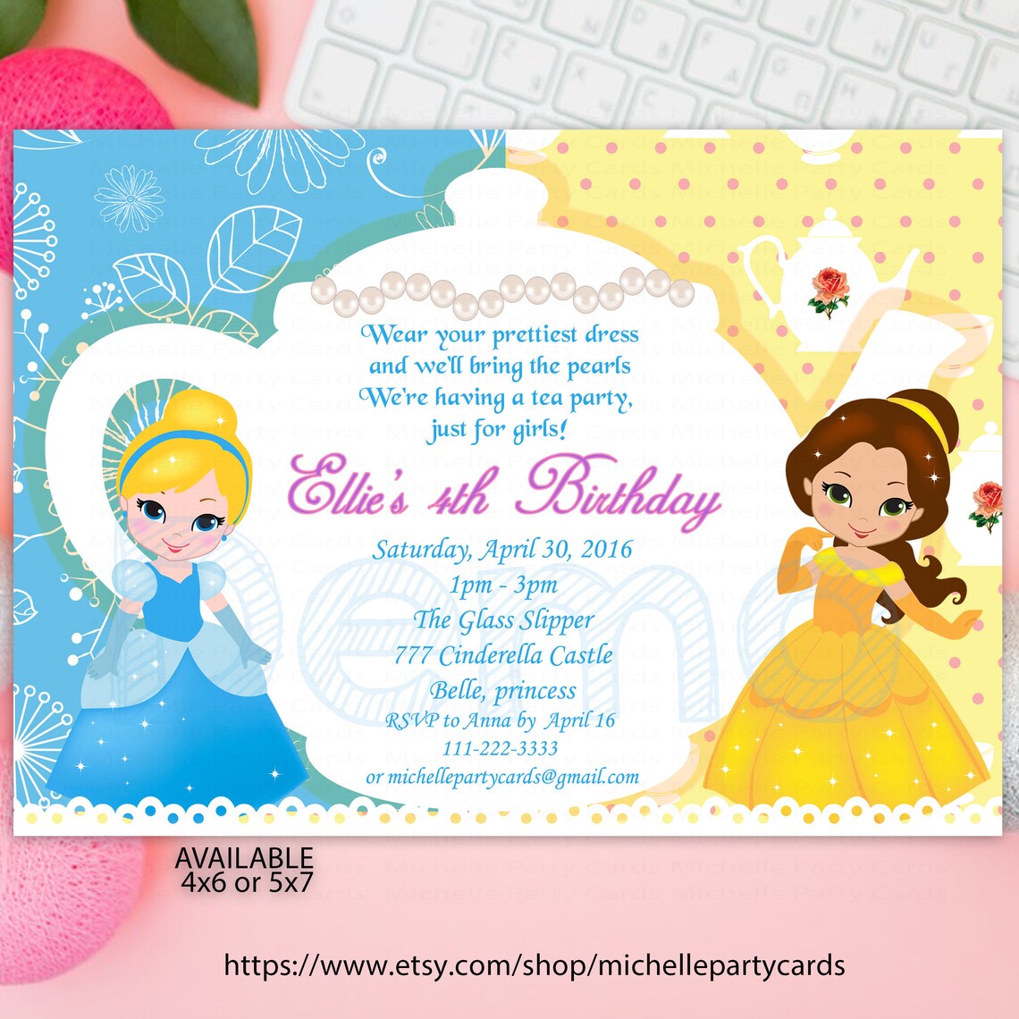 Princess Belle Tea Party-Princess Ariel Tea Party-Birthday | Etsy