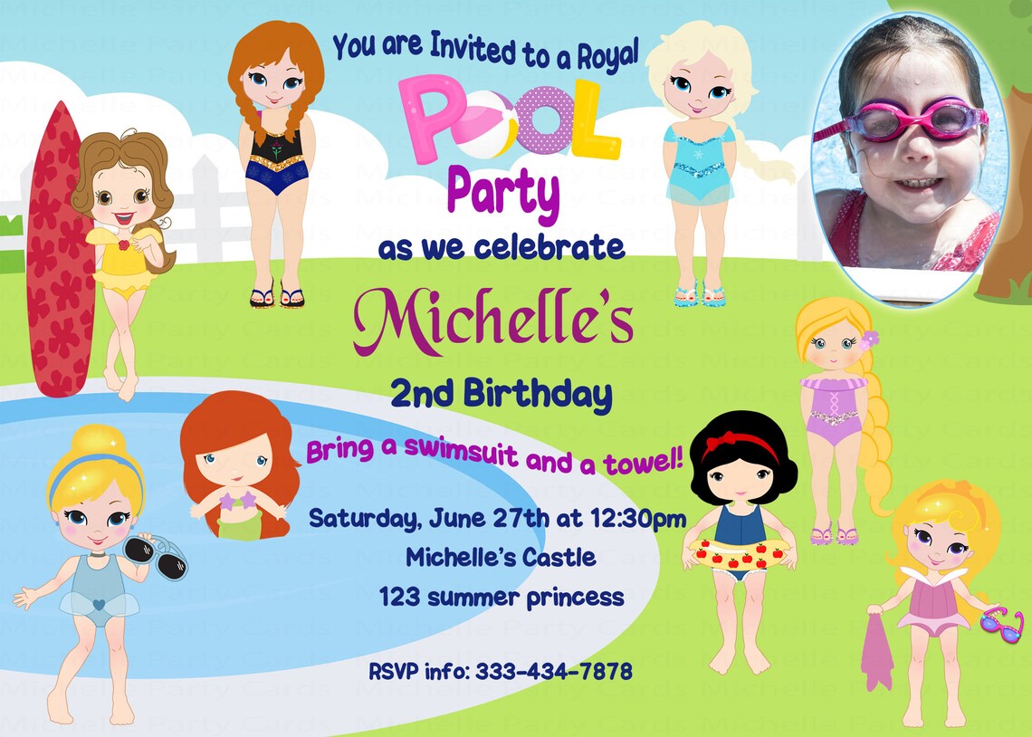 Princess Pool Party Invitation-splash Boys and Princess-pool - Etsy