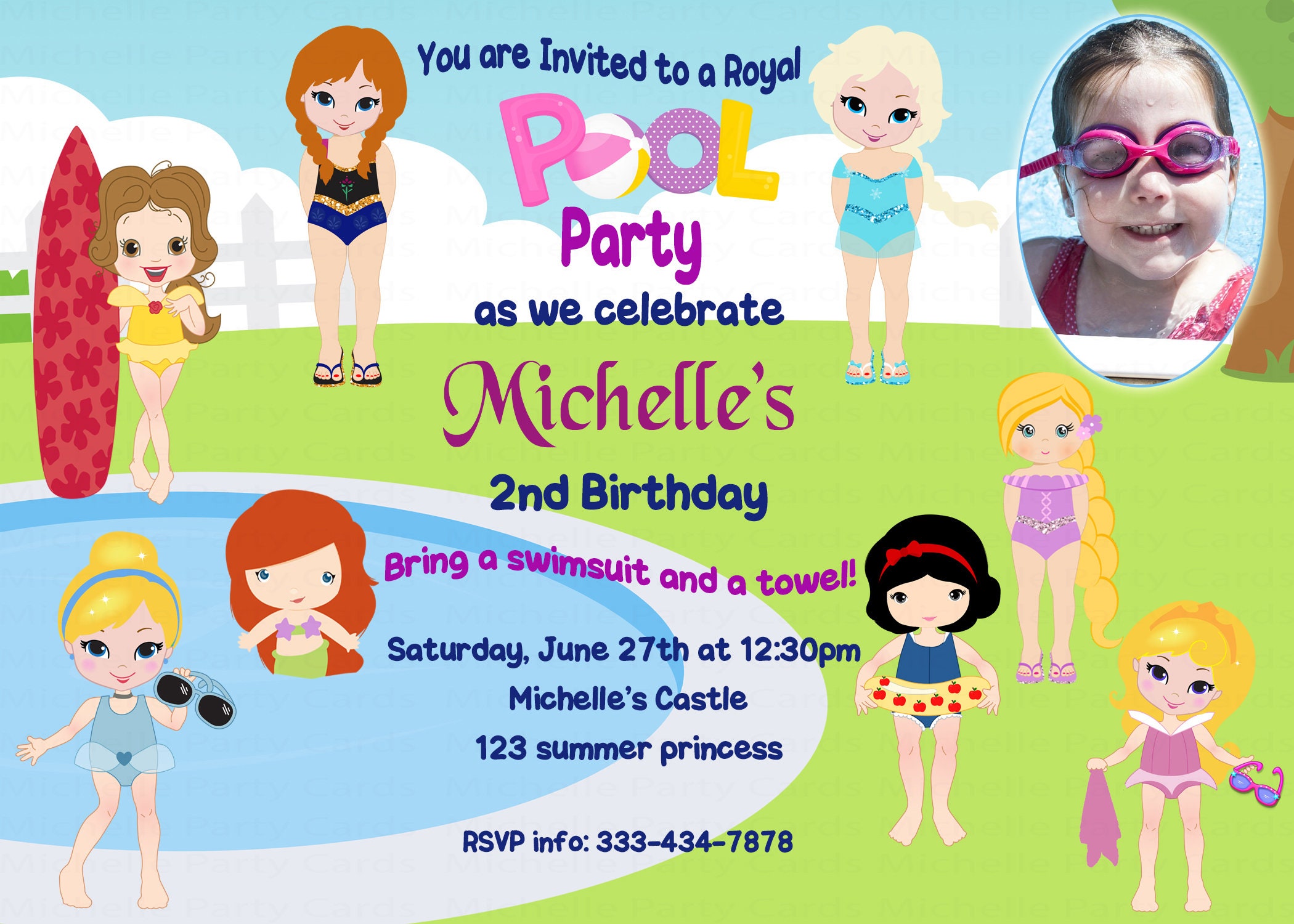 Princess Pool Party Invitation-splash Boys and Princess-pool | Etsy